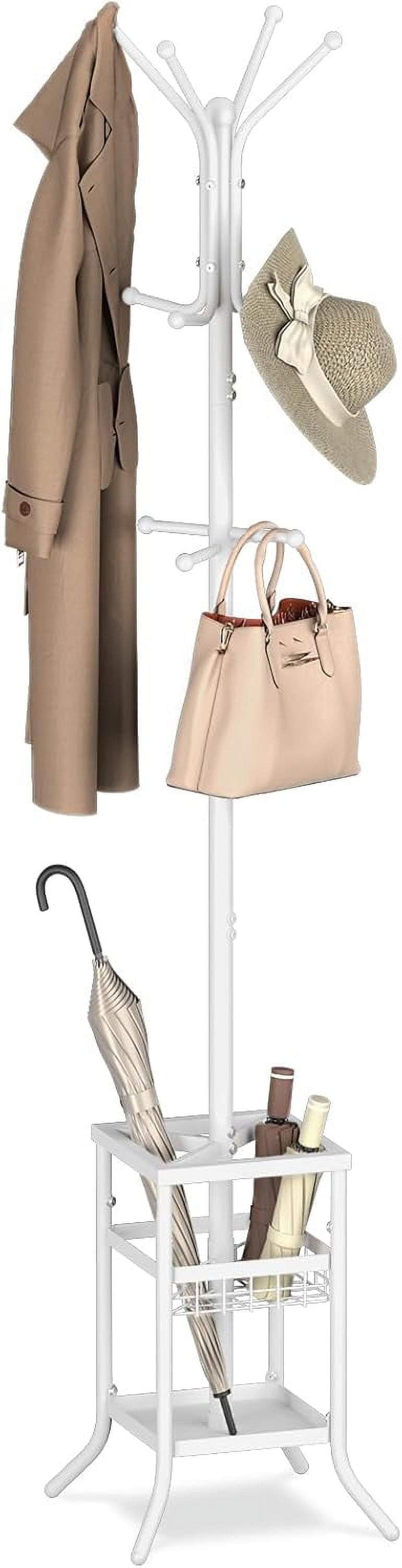 Coat Rack Freestanding, Coat Tree with Umbrella Holder, Metal Coat Rack ...