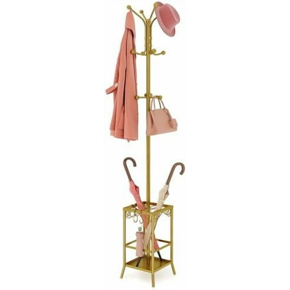 Coat Rack Freestanding, Coat Tree with Umbrella Holder, Metal Coat Rack ...