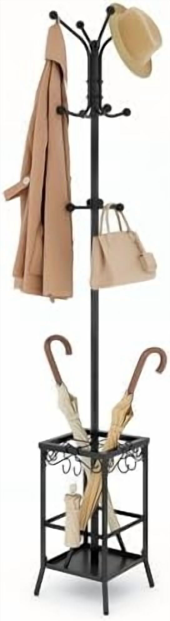 Coat Rack Freestanding, Coat Tree with Umbrella Holder, Metal Coat Rack ...