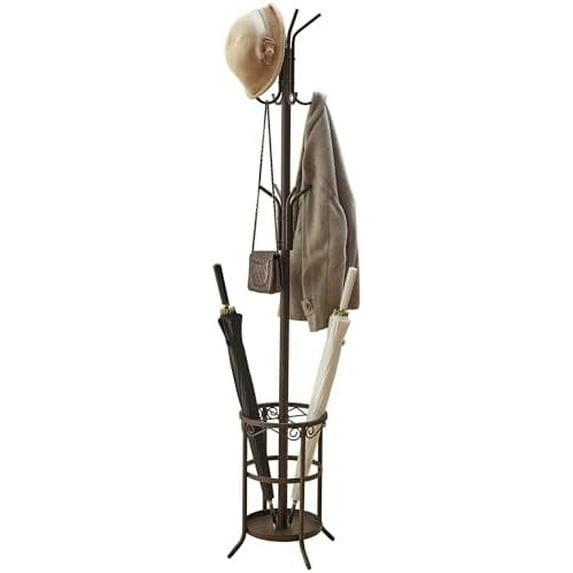 Coat Rack Freestanding, Coat Tree with Umbrella Holder, Metal Coat Rack ...