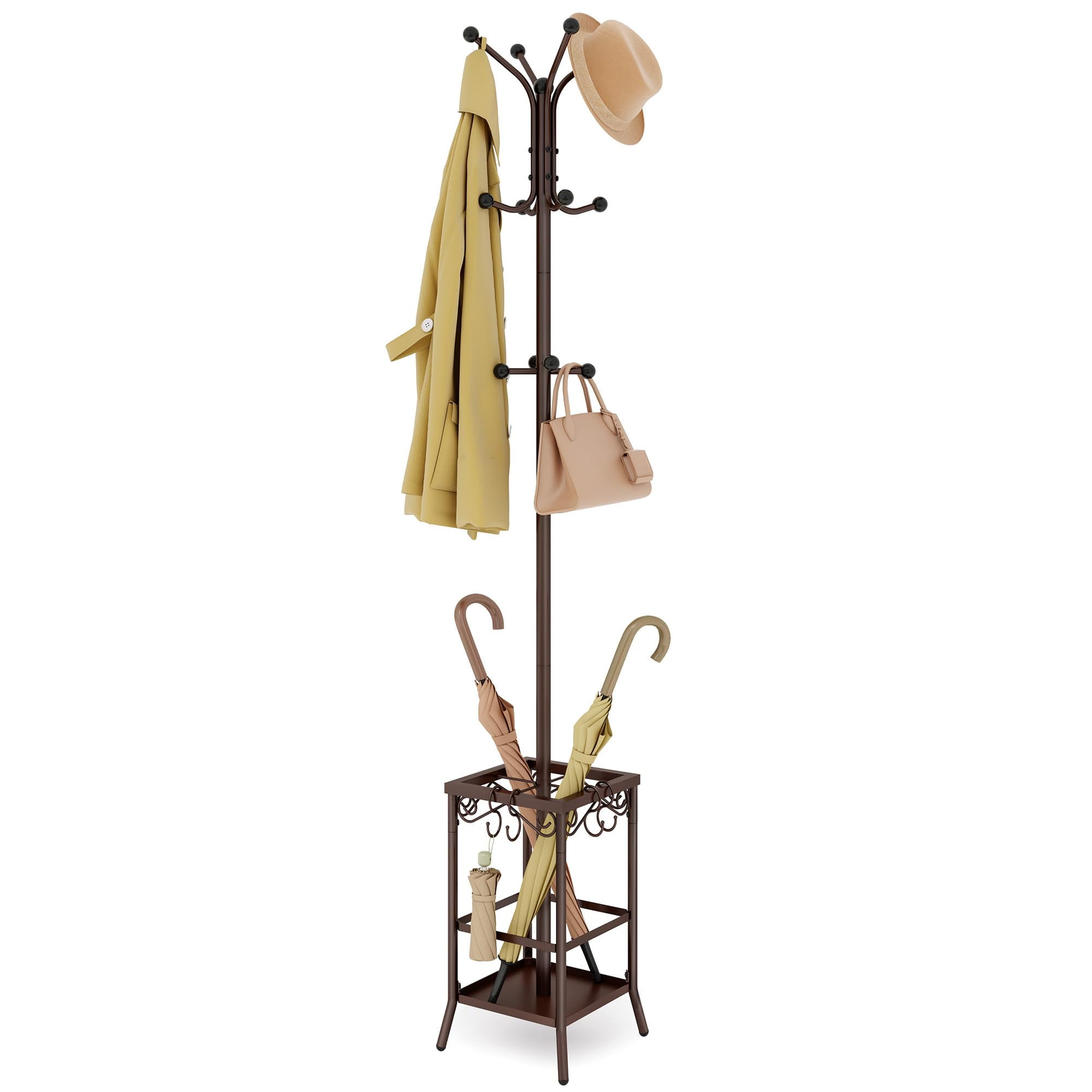 Coat Rack Freestanding, Entryway Coat Hanger Stand, Umbrella Holder ...