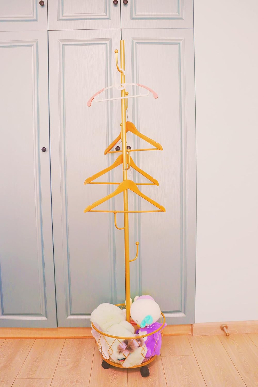 Coat Rack Freestanding, Entryway Coat Hanger Stand with Storage Basket ...