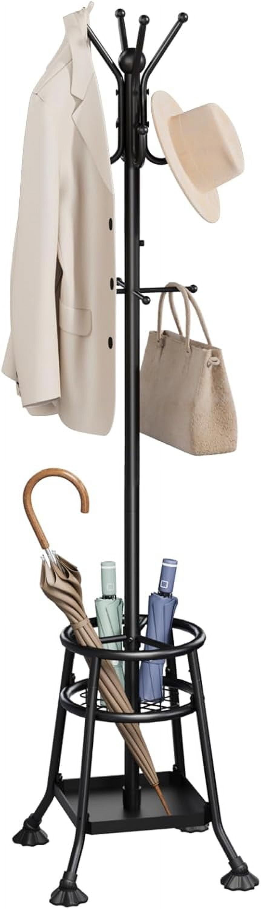 Coat Rack Freestanding,Heavy Duty Coat Tree with Umbrella Holder,Multi ...