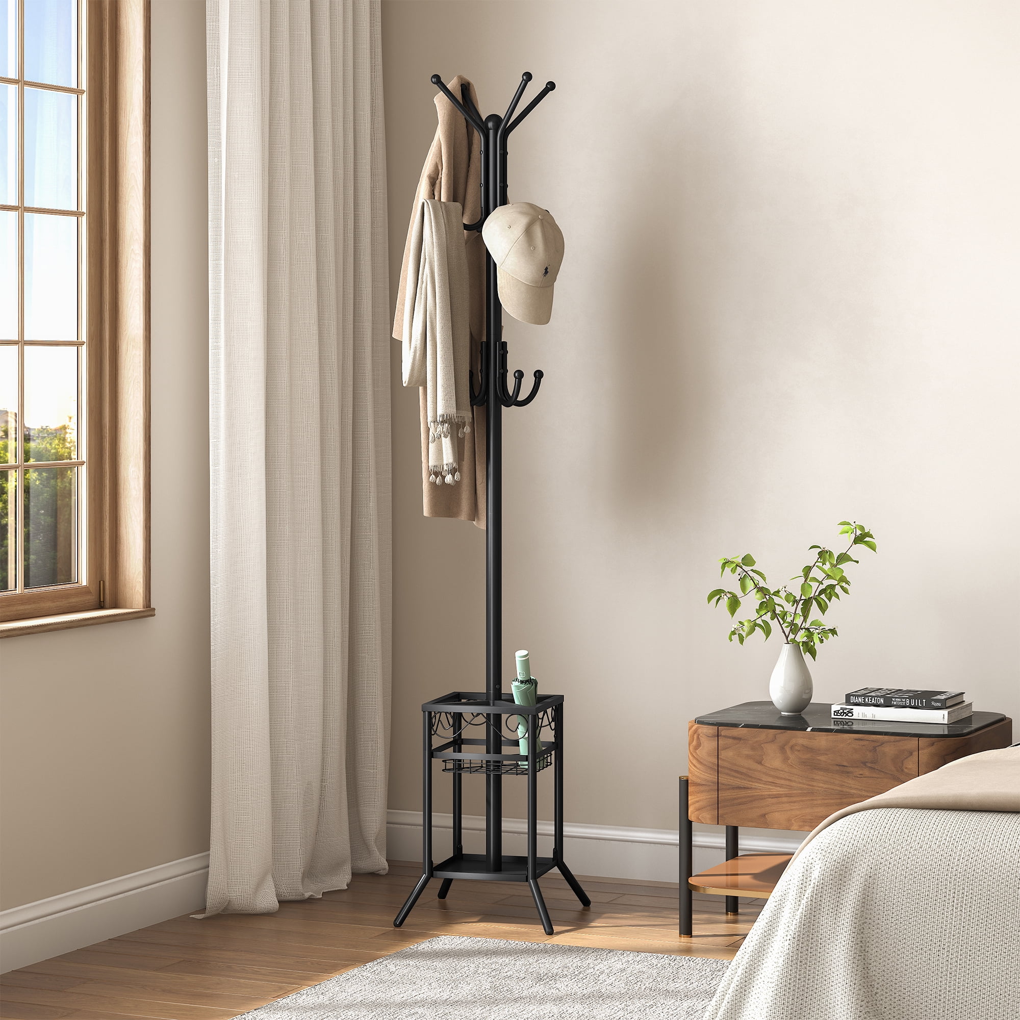 Coat Rack Freestanding, Metal Coat Rack Stand with Umbrella Holder ...