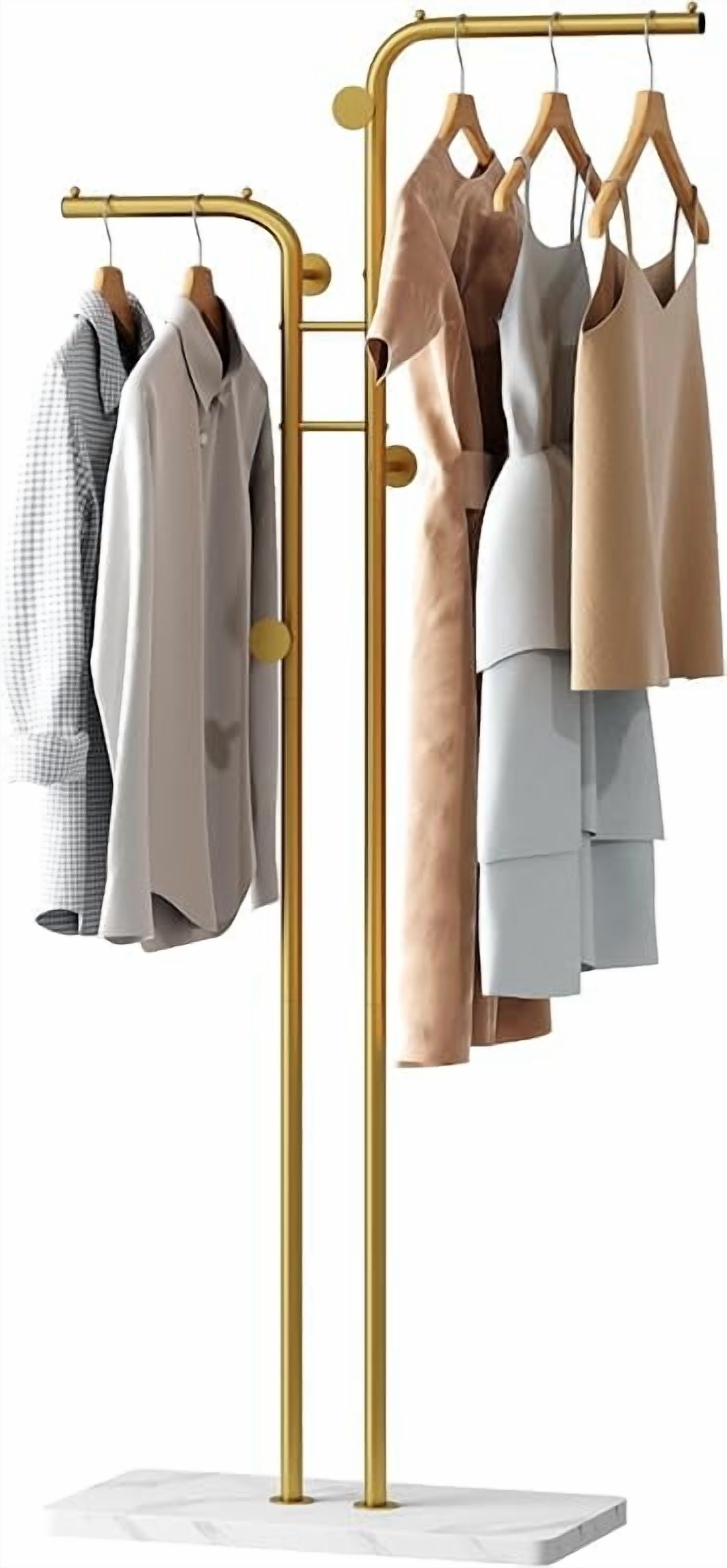 Coat Rack, Freestanding Metal Coat Racks, Double-pole Clothes Hat Stand ...