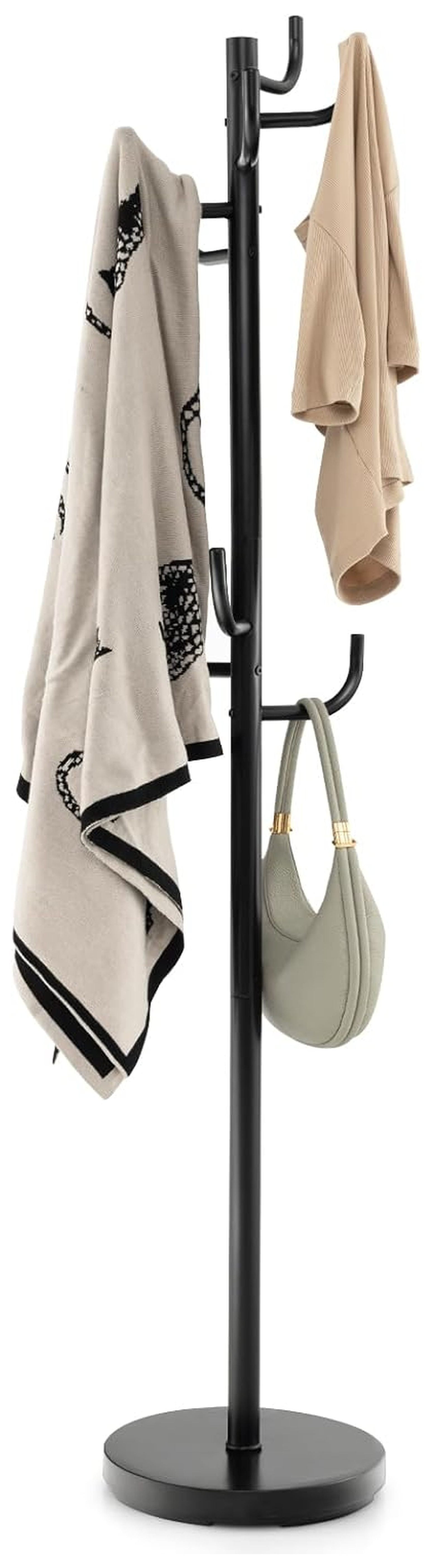 Coat Rack Freestanding, Metal Coat Tree with 8 and Stable Round Base ...