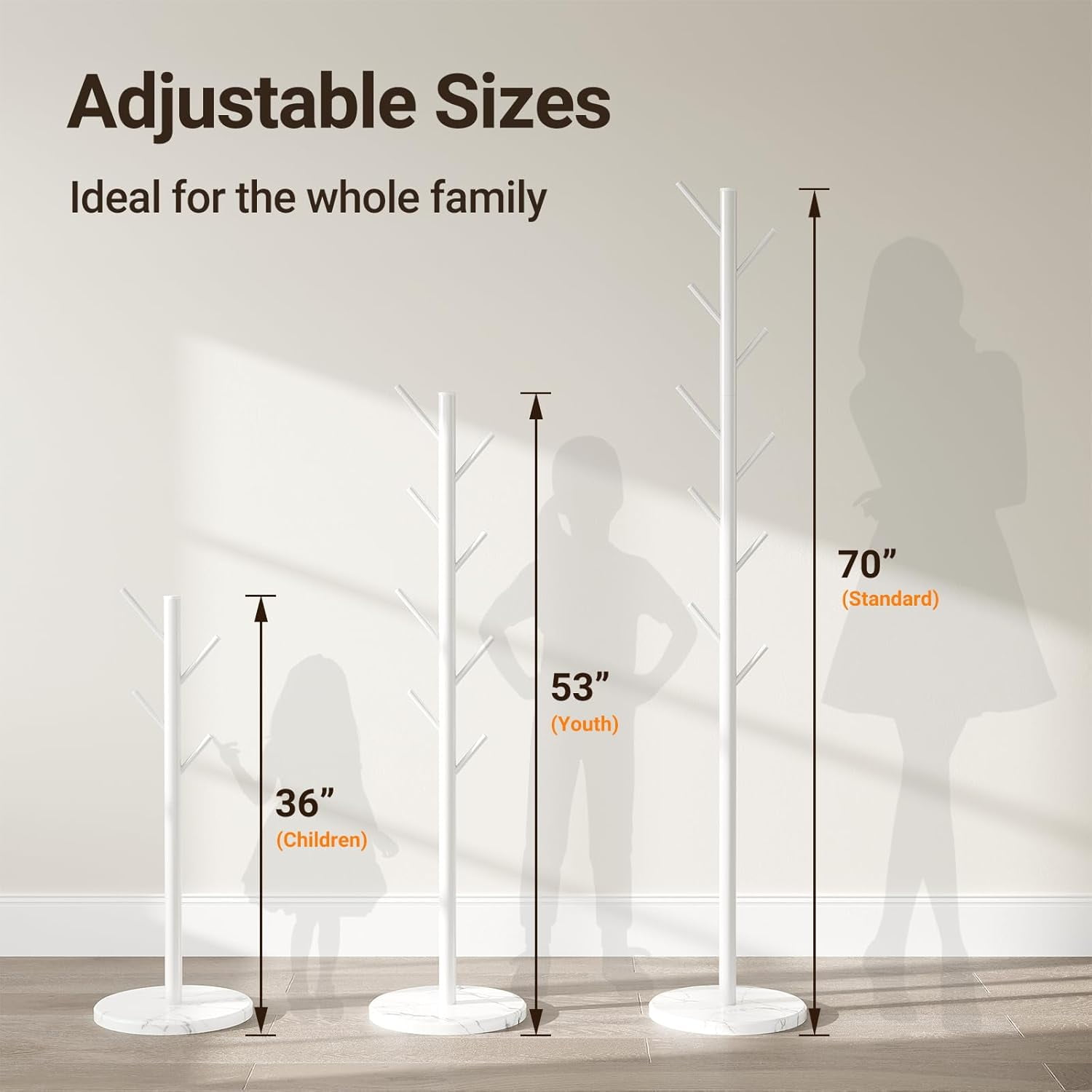 Coat Rack Freestanding with Natural Marble Base, Metal Coat Rack Stand ...