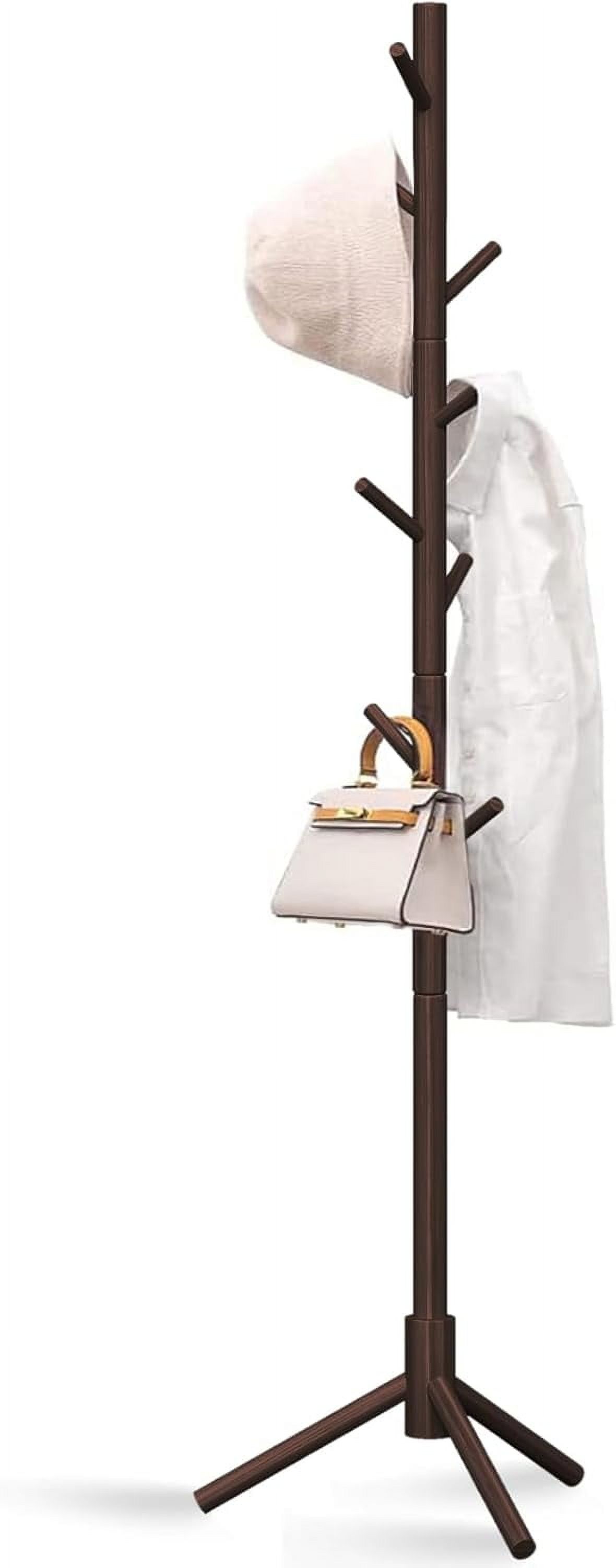 Coat Rack Freestanding, Pure Natural Solid Wooden Coat Tree, 8 Hooks ...