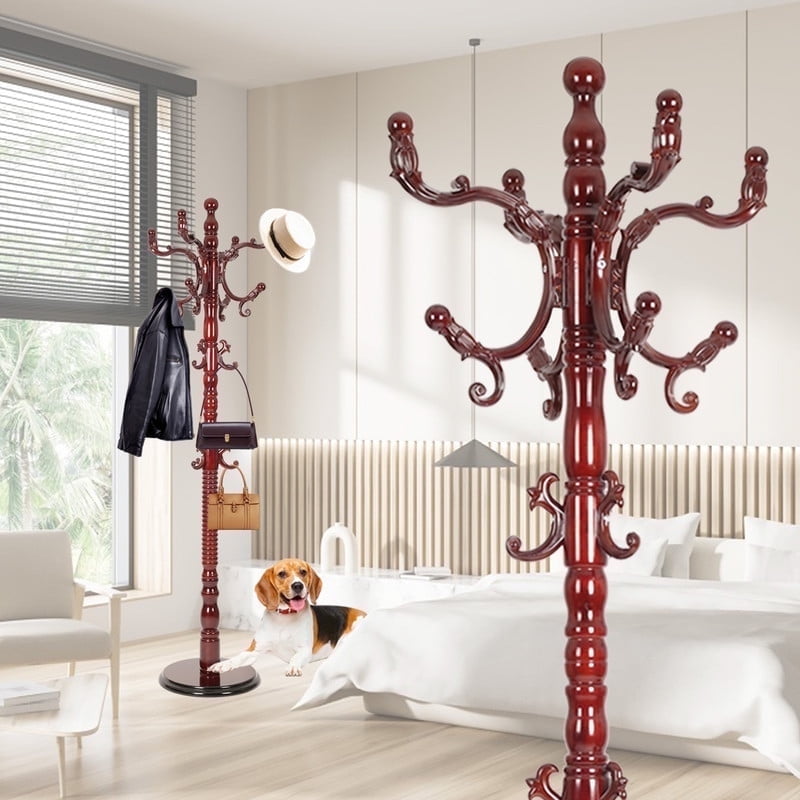 Coat Rack Freestanding,Solid Wooden Coat Rack Stand with 3 Height ...