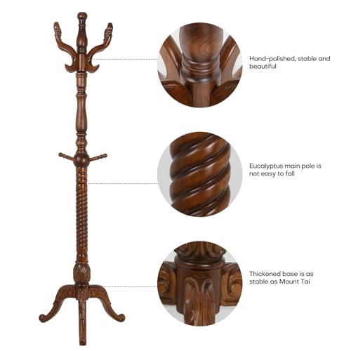Coat Rack Freestanding Coat Tree Stand with 8 Hooks, 79" Heavy Duty ...