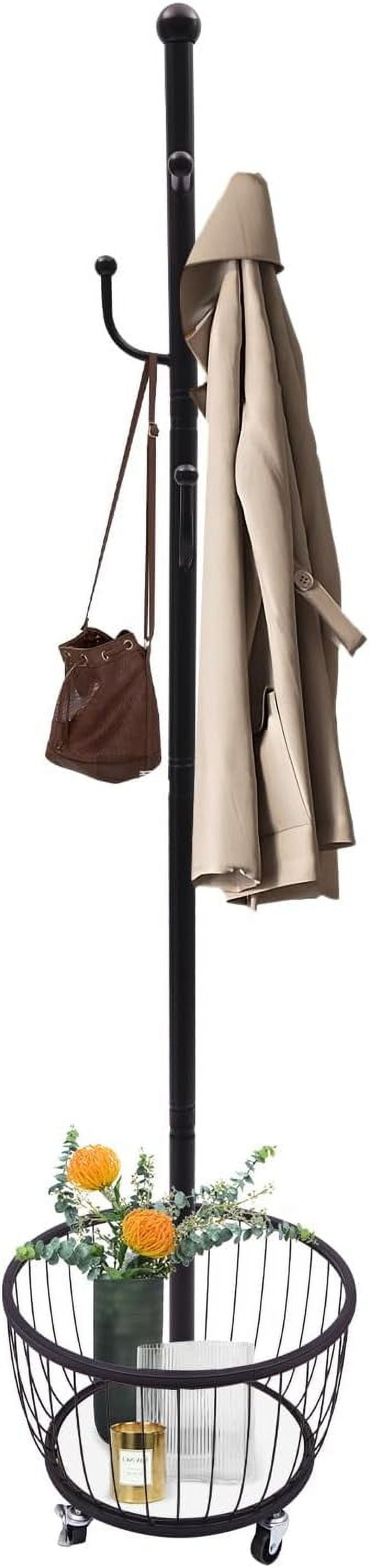 Coat Rack Freestanding with Wheels, Modern Entryway Coat Hanger Stand ...