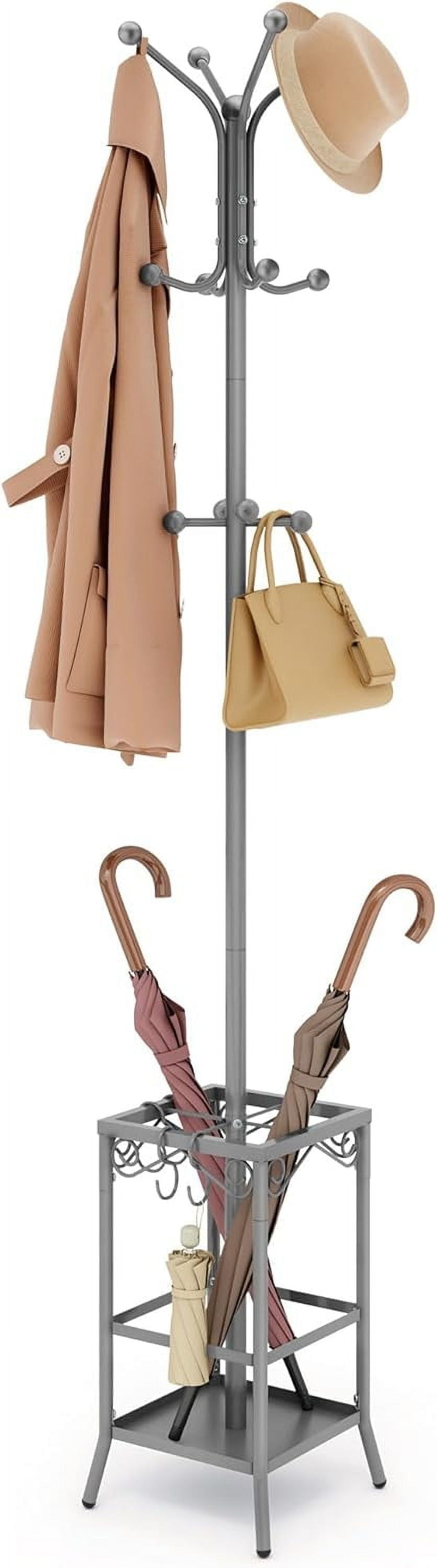 Coat Rack Freestanding With Umbrella Holder, Metal Coat Tree With 12 ...