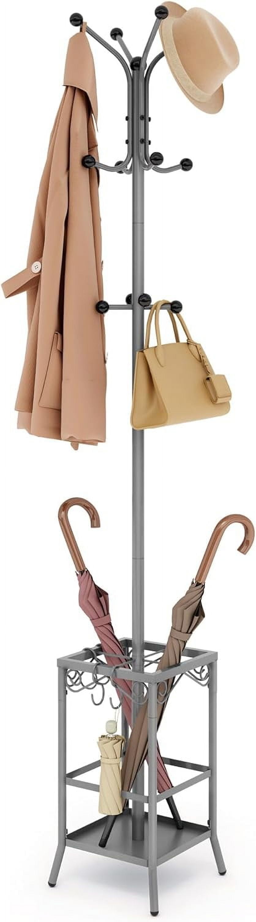 Coat Rack Freestanding With Umbrella Holder, Metal Coat Tree With 12 ...