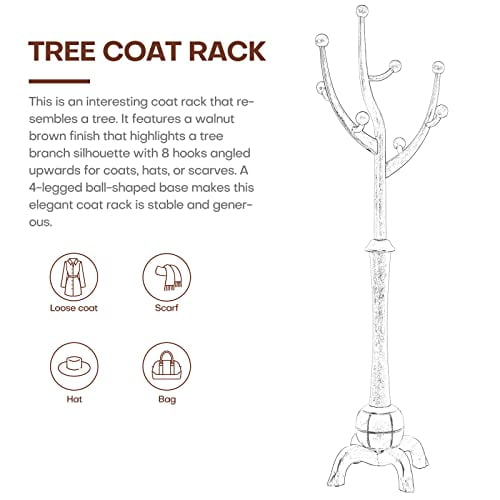Coat Rack Freestanding Wood Coat Tree Rack with 8 Hooks, Creative ...