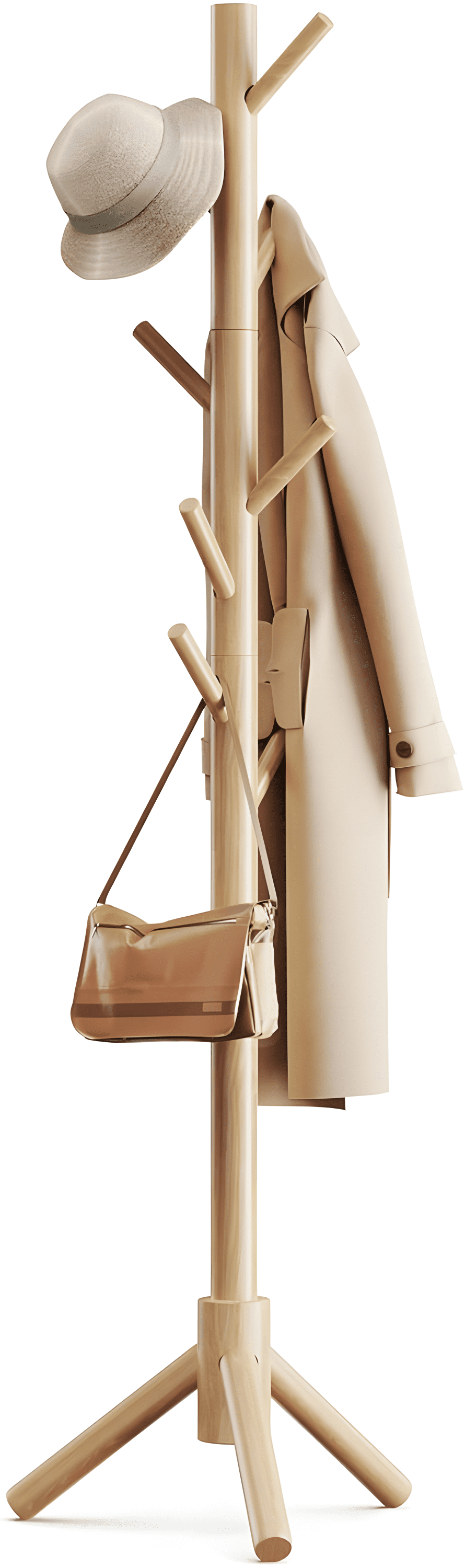 TICKJOY Coat Rack Stand, Natural Coat Tree with 3 Adjustable Size and 8 ...