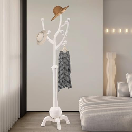 Coat Rack Freestanding Wood Tree Rack, Solid Wood Coat Rack and Stand ...