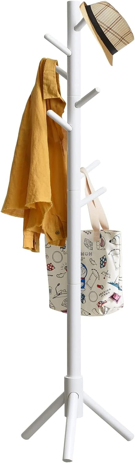 Coat Rack Freestanding, Wooden Coat Tree with 3 Adjustable Sizes and 8 ...