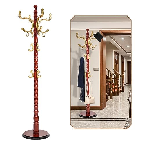 Coat Rack Freestanding, Wooden Tree Coat Rack Stand with 3 Adjustable ...