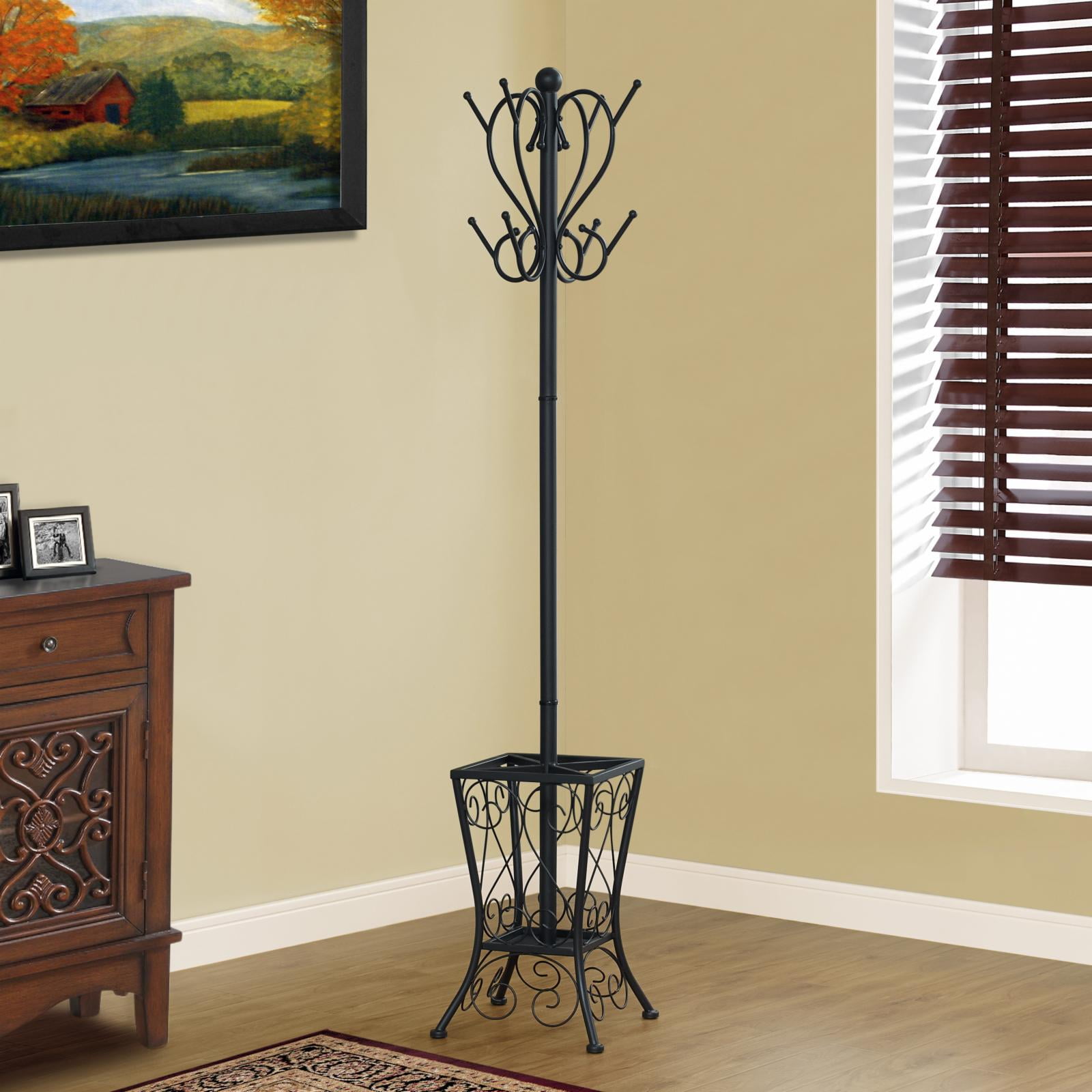 Coat Rack Hall Tree 8 Hooks Entryway 71"H Bedroom Metal Black - Walmart.com