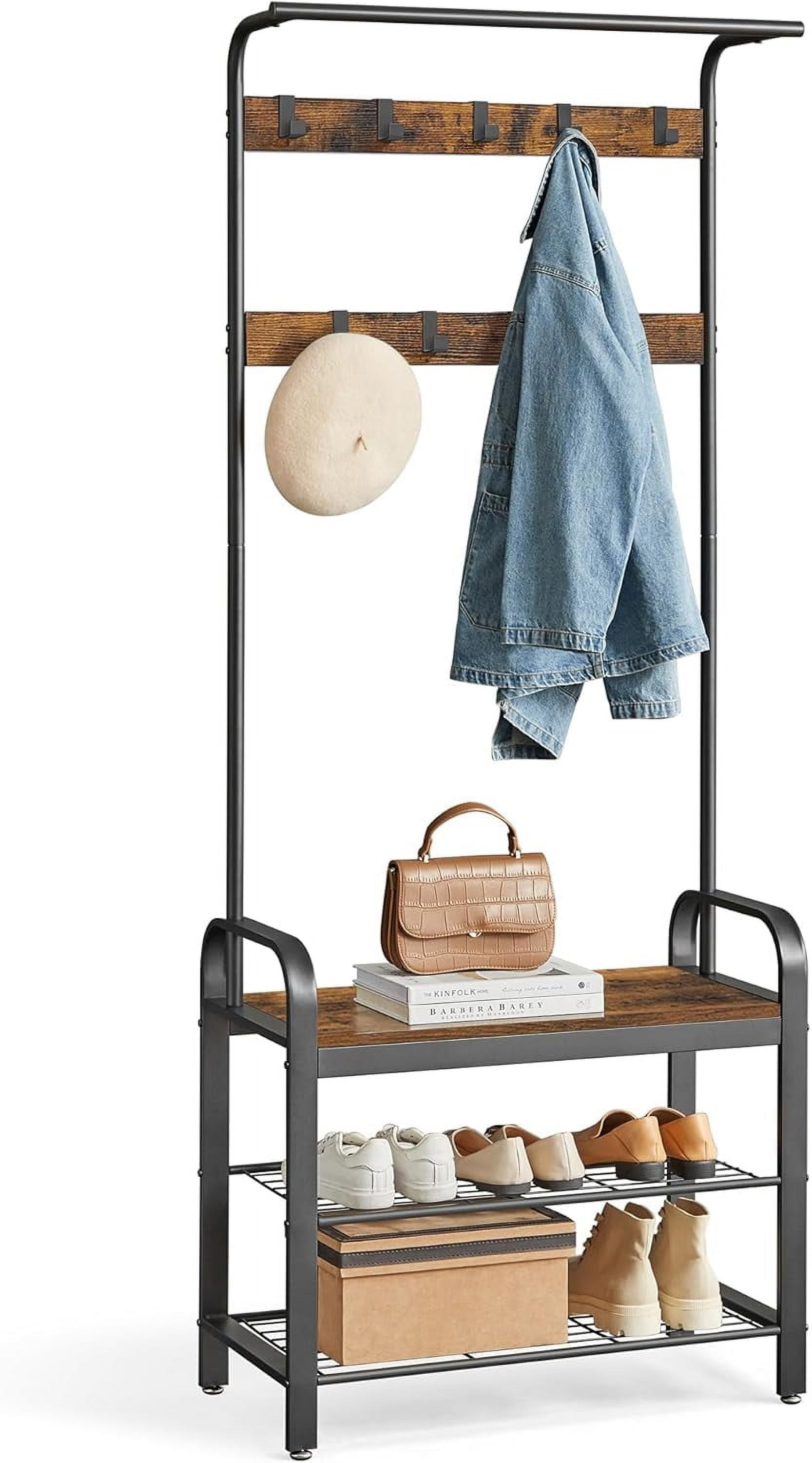 Coat Rack, Hall Tree with Shoe Bench for Entryway, Entryway Bench with ...