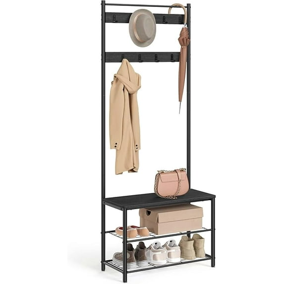 Coat Rack, Hall Tree with Shoe Storage Bench, Entryway Bench with Shoe ...
