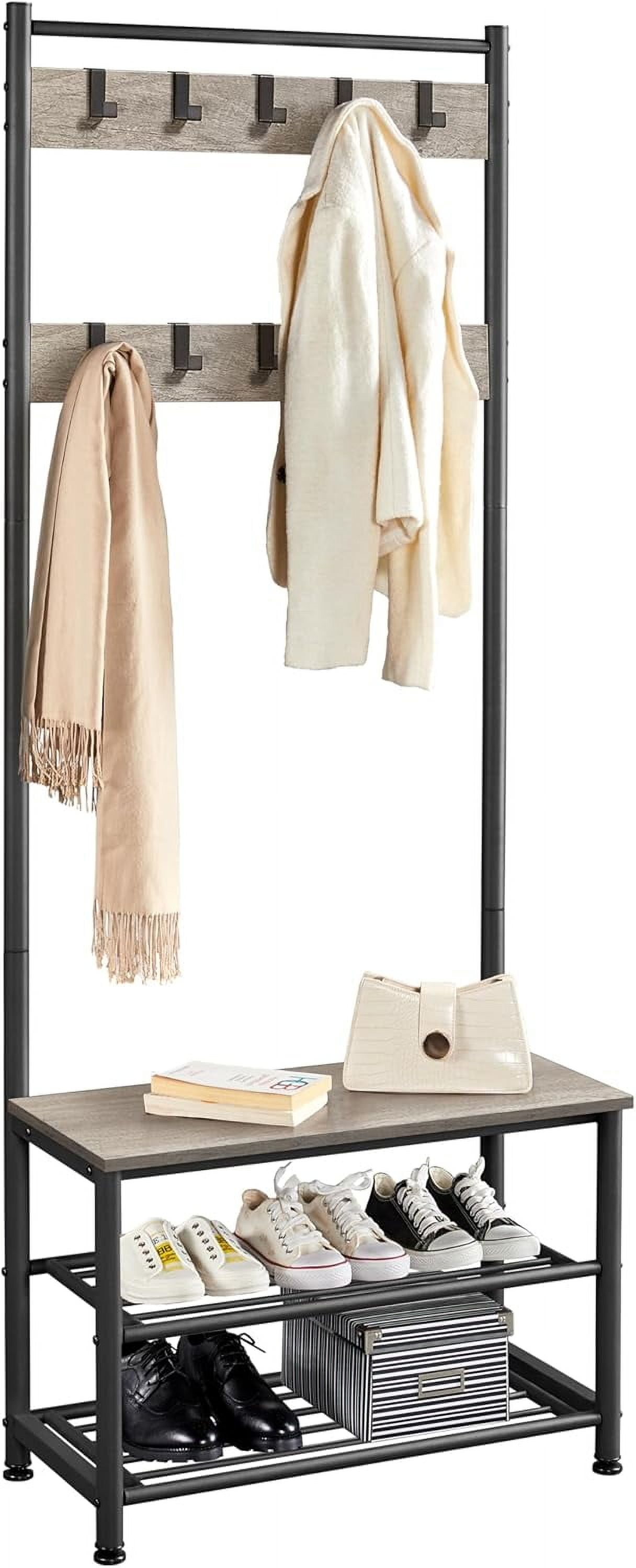 Coat Rack, Hall Tree with Shoe Bench, Entryway Shoe Storage with Coat ...