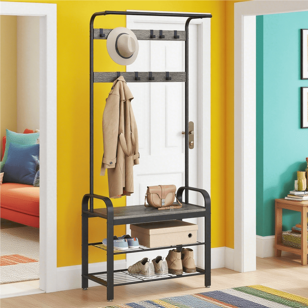 Coat Rack, Hall Tree with Shoe Bench for Entryway, Entryway Bench with ...