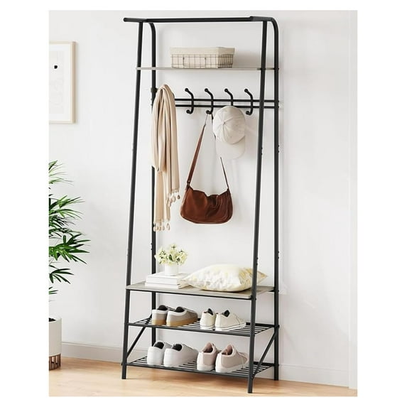 Coat Rack, Hall Tree with and Shoe Storage, Entryway with Coat Rack, 5 ...