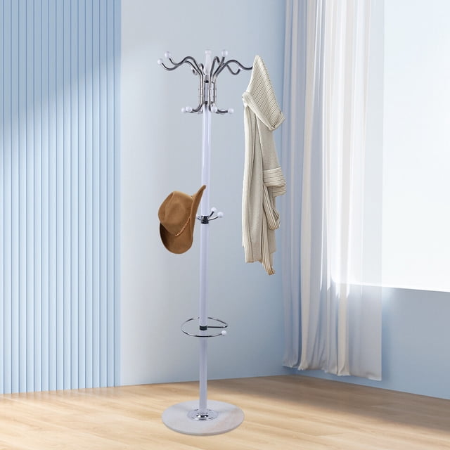 Coat Rack Hat Bag Stand Tree Clothes Hanger Umbrella Holder 16 Hooks ...