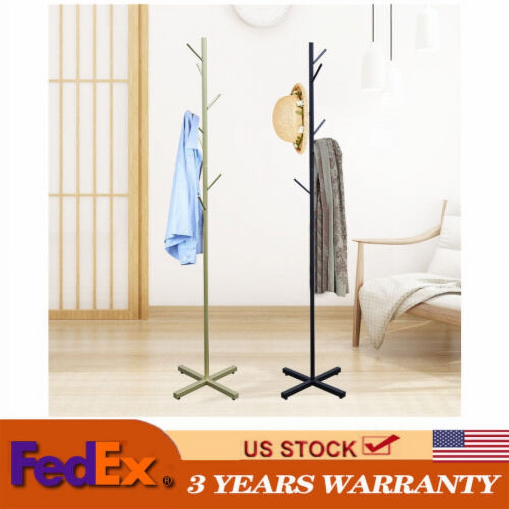 Coat Rack Hat Stand Tree Clothes Hanger Umbrella Holder Metal Organizer ...