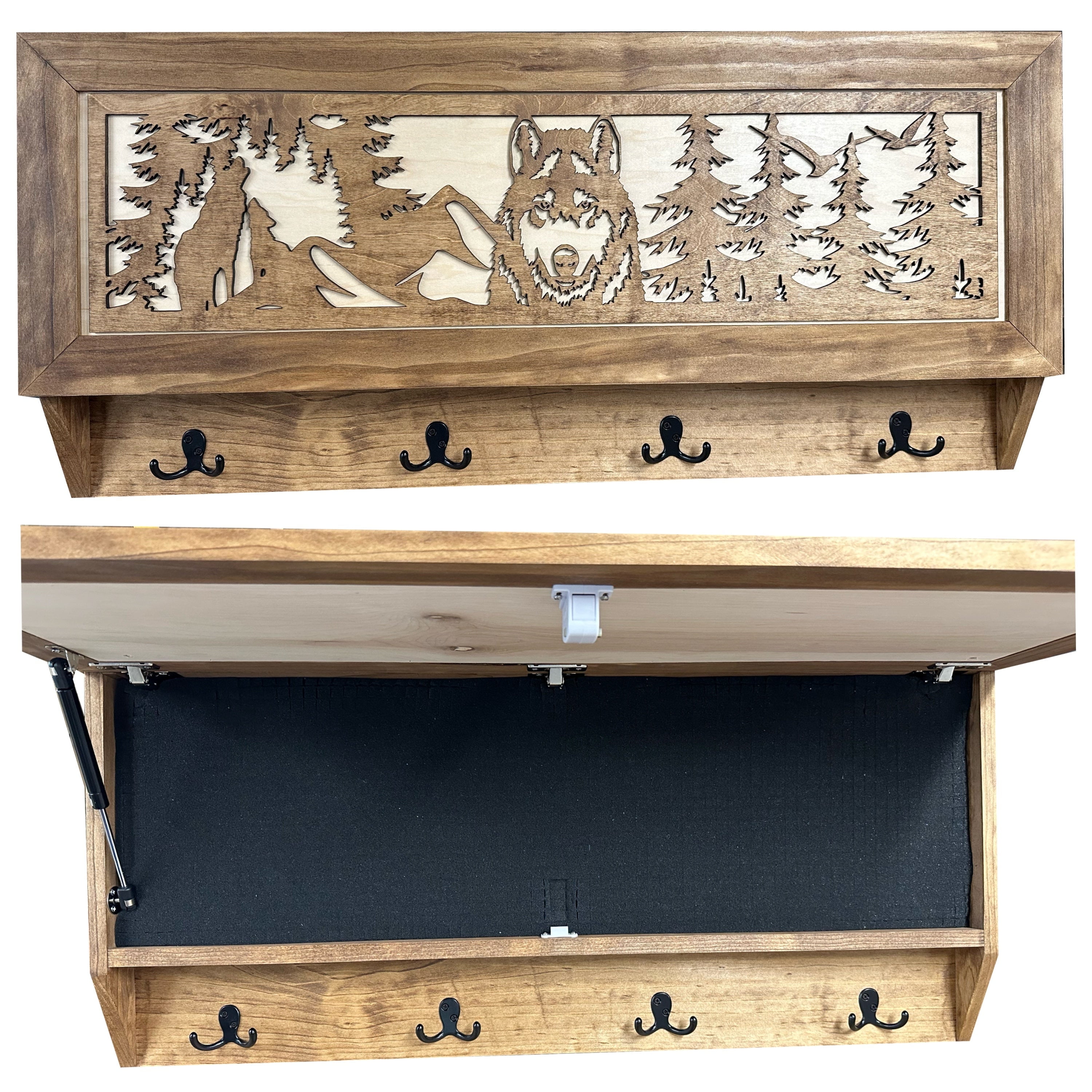 Coat Rack Hidden Gun Storage - Wolf In The Mountains - Walmart.com