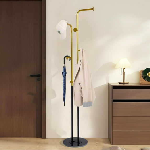 Coat Rack Metal Clothes Rack with Mable Base Coat Tree for Hats Bags ...