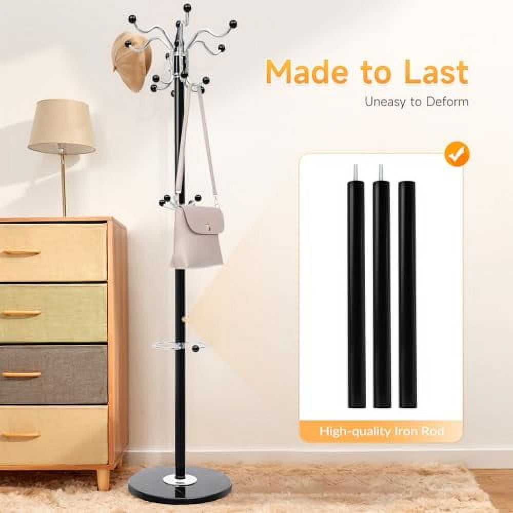 Coat Rack Metal Coat Tree with Marble Base Stand Coat Hanger Rack with ...
