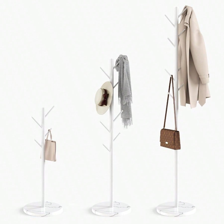 Coat Rack With Natural Marble Base Metal Freestanding Coat Rack With 8 ...