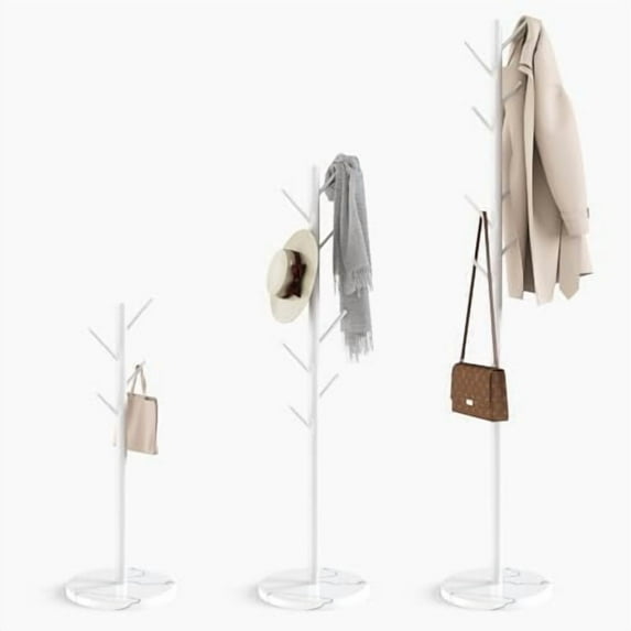 Coat Rack with Natural Marble Base, Metal Freestanding Coat Rack with 8 ...