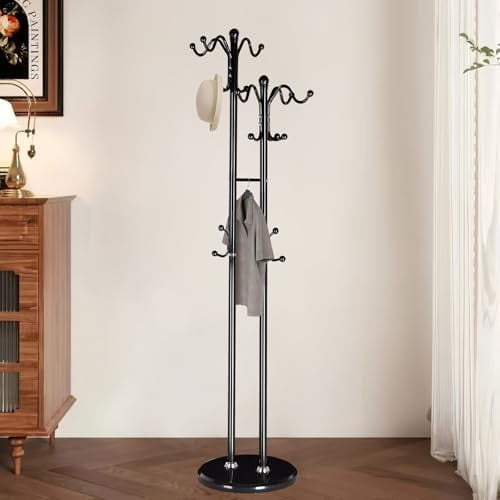 Coat Rack with Natural Marble Base, Metal Modern Coat Racks ...