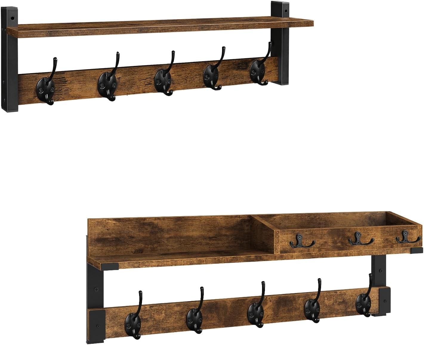 Coat Rack with Shelf, Wall Shelf with Hooks, 26 Inch Long Coat Hanger ...