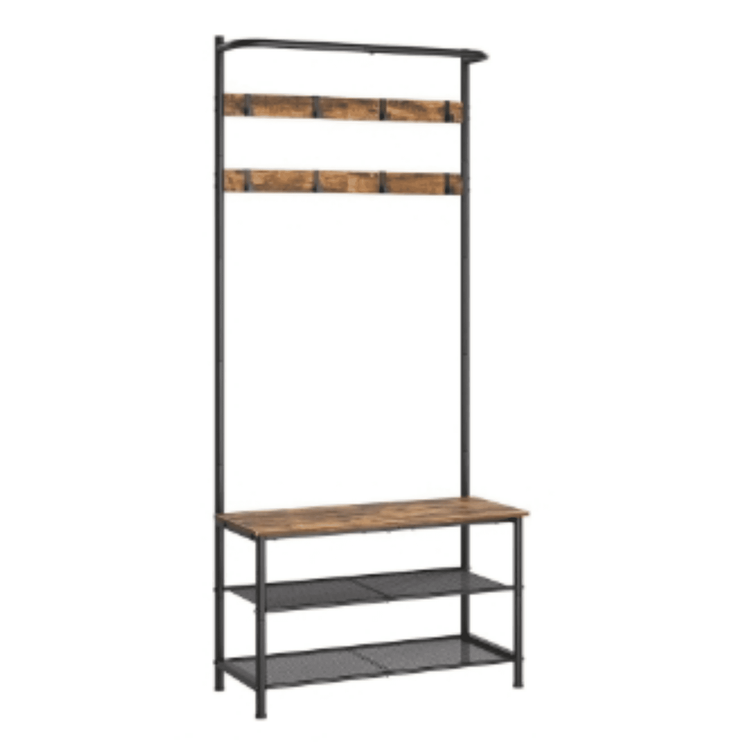 Coat Rack with Shoe Bench, 4-in-1 Entryway Bench with Storage Shelves ...