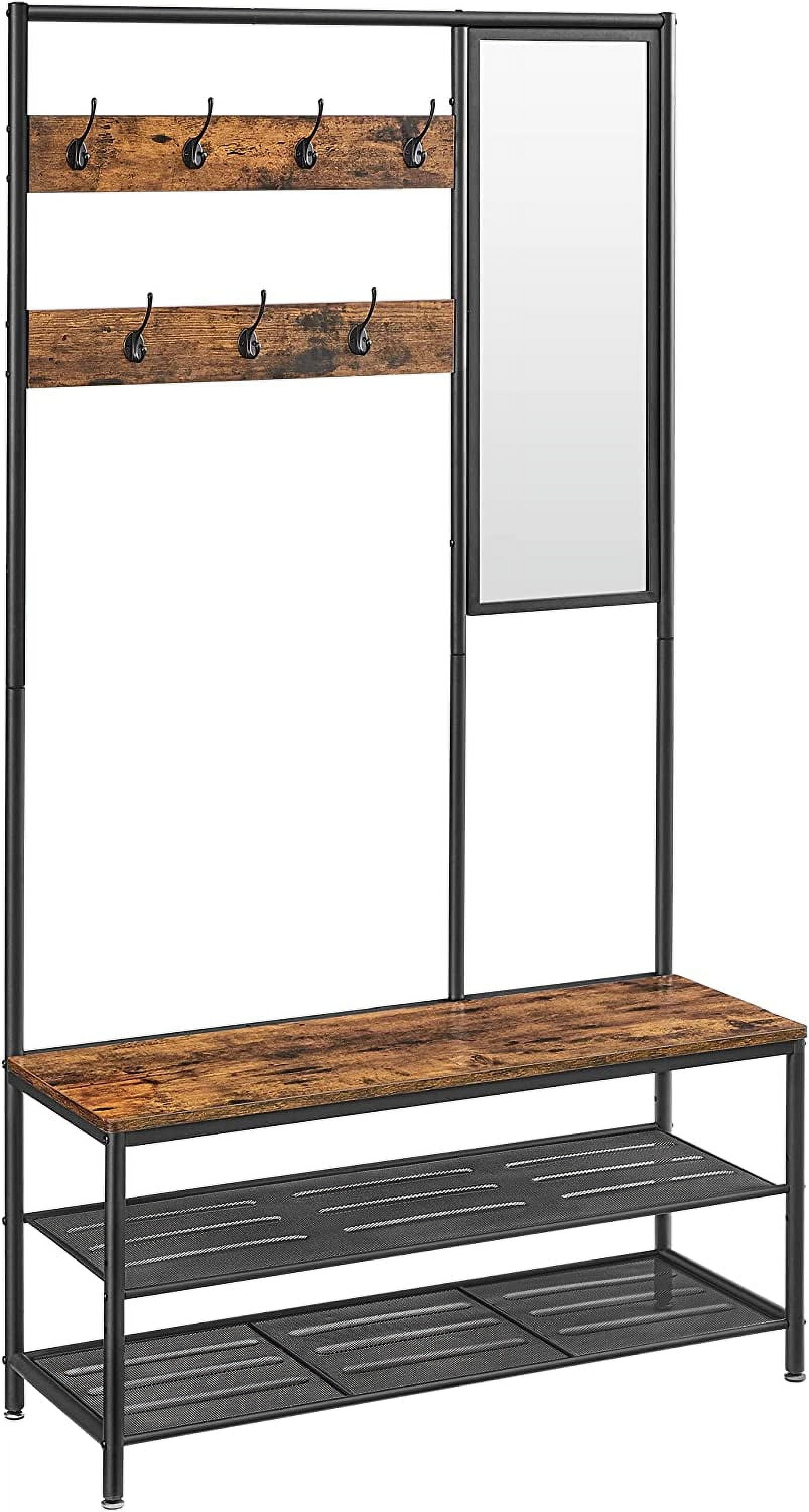 Coat Rack Shoe Bench with Mirror, Hall Tree with Bench and Shoe Storage ...