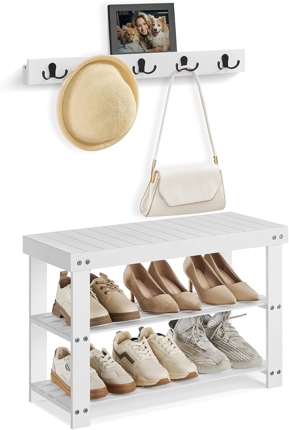 Coat Rack Shoe Bench Set, Entryway Shoe Bench, Multifunctional, 5 ...