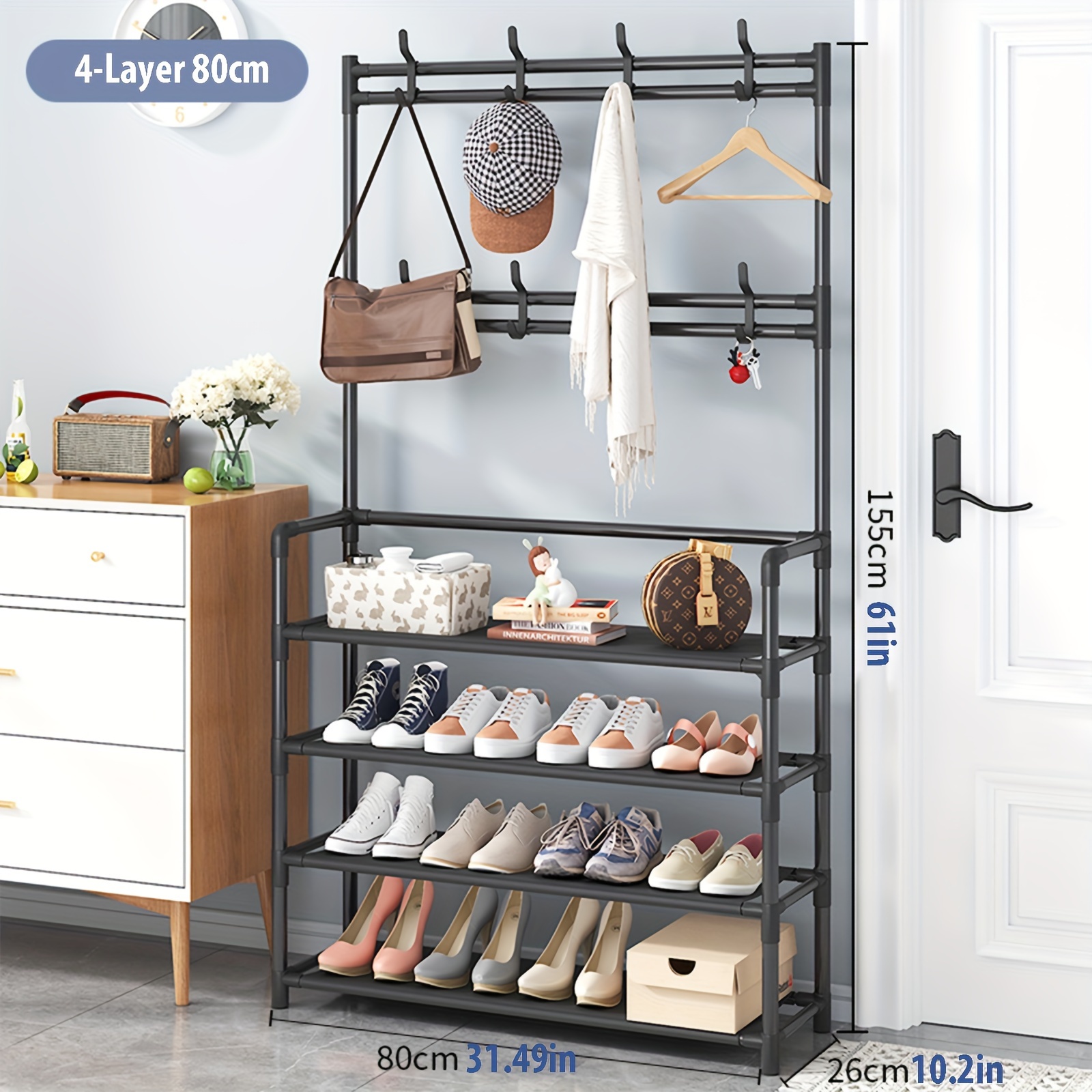 Coat Rack, Shoe Rack For Entryway, Shoe Organizer For Entryway Bench ...