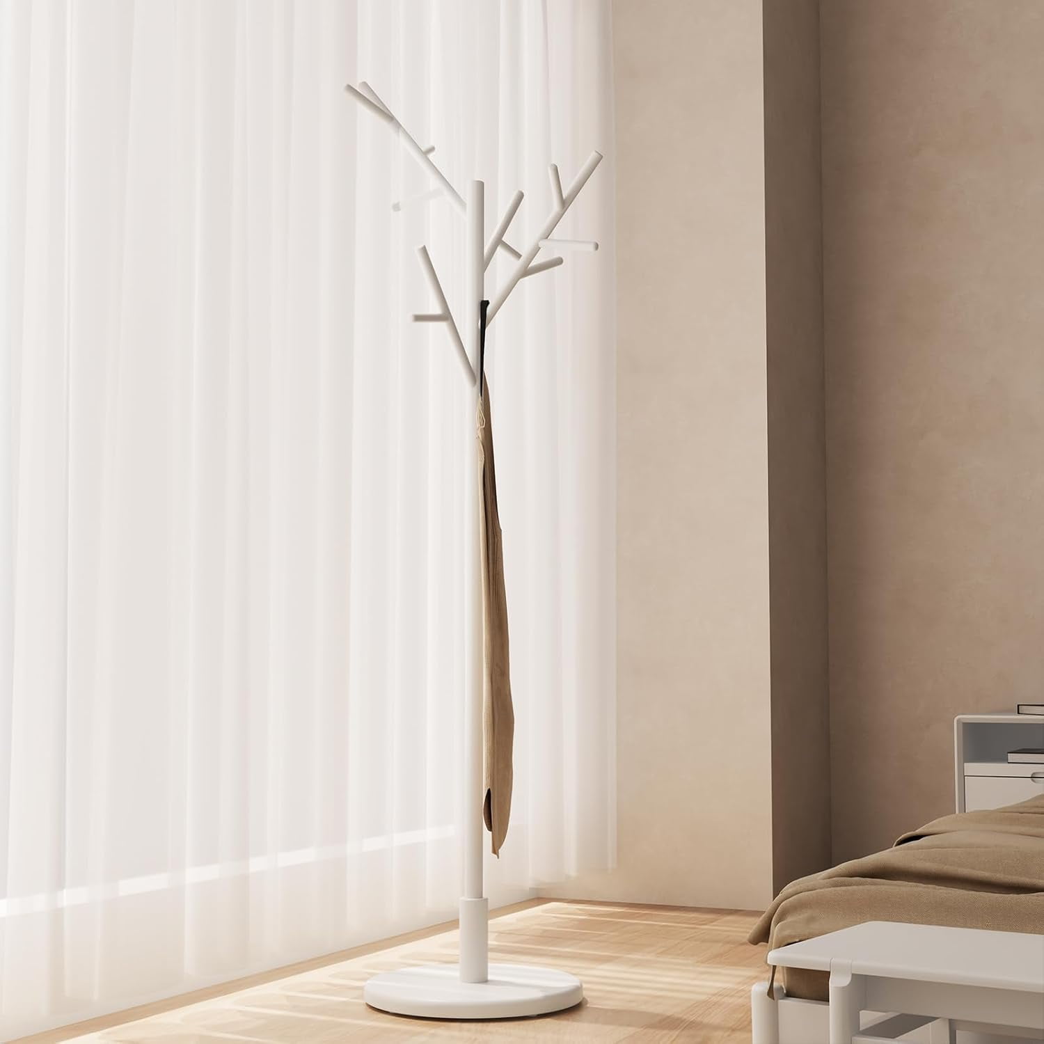 Coat Rack, Solid Wood Coat Rack Freestanding with 12 Hooks, Coat tree ...