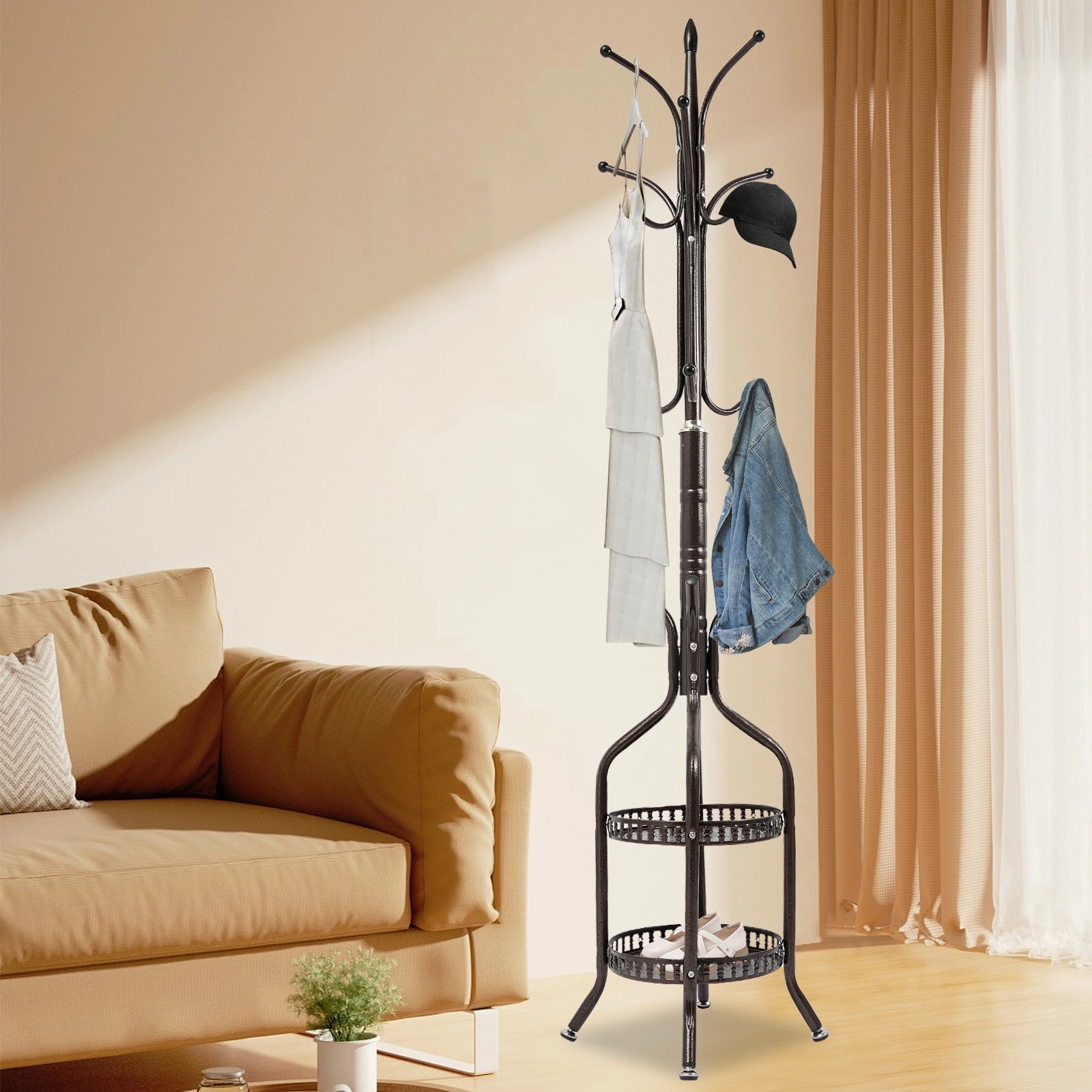Coat Rack Stand Hat Bag Stand Coat Hanger Stand Sturdy High Space ...