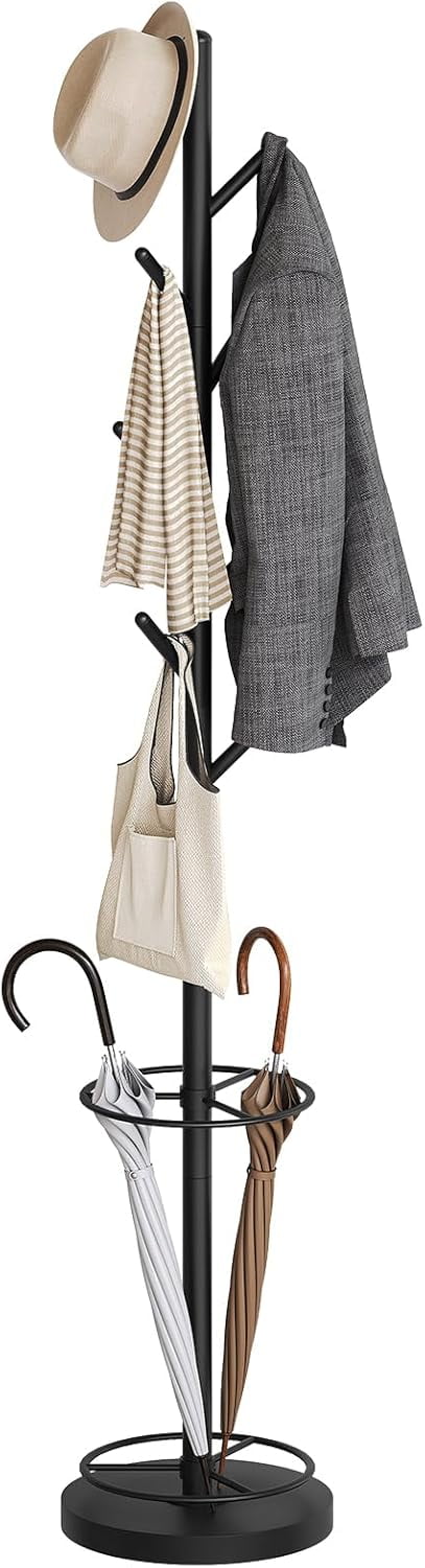 Coat Rack Stand with Umbrella Holder, 69 Inch Freestanding Coat Tree ...
