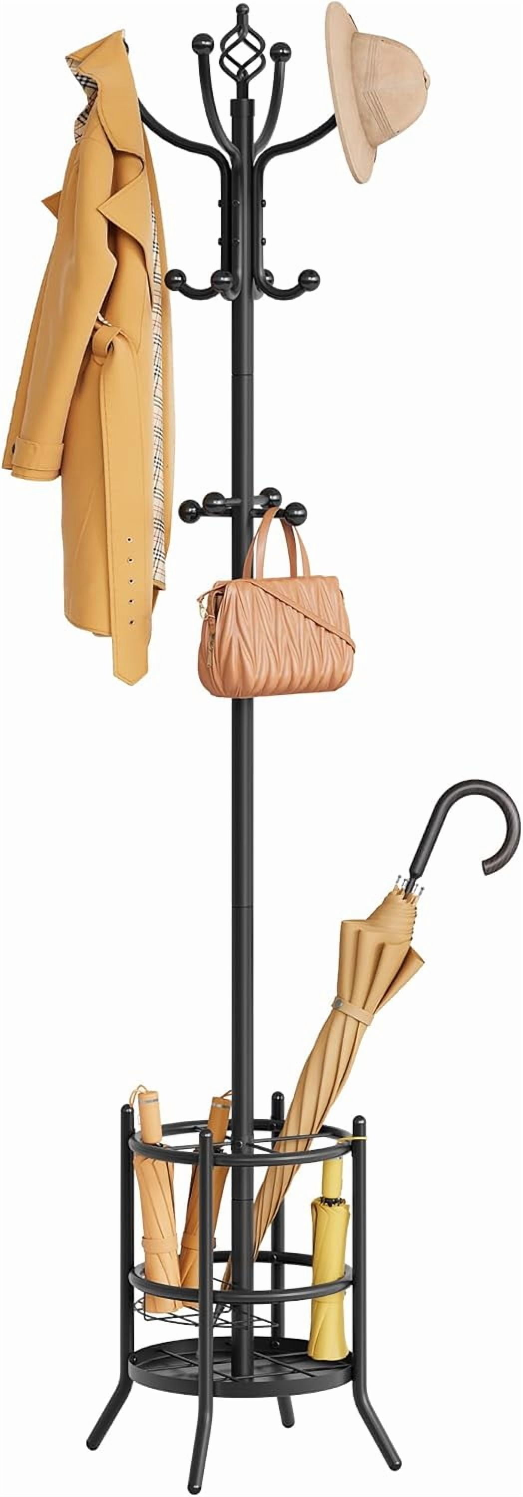 Coat Rack Stand with Umbrella Holder, Coat Tree Freestanding with 16 ...