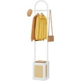 Coat Rack Stand with Wooden Base Coat Tree Rattan Design Coat Hanger ...