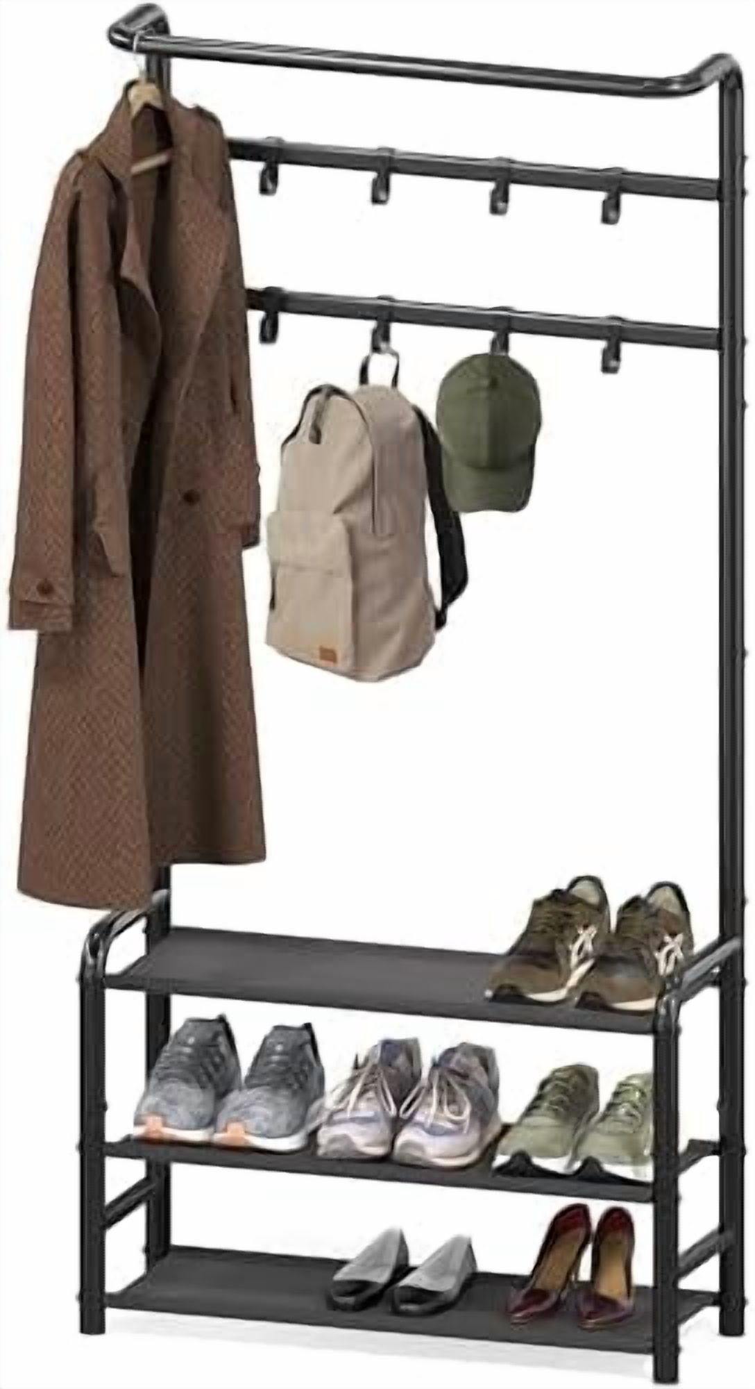 Coat Rack with Storage Shelf, Freestanding Hall Tree with Hooks for ...