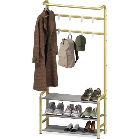 Coat Rack with Storage Shelf, Freestanding Hall Tree with Hooks for ...