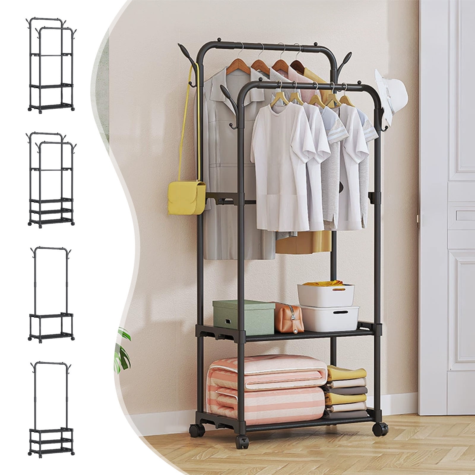 Coat Rack,Storage Shelves,Multifunctional Coat Rack Space-Saving With ...