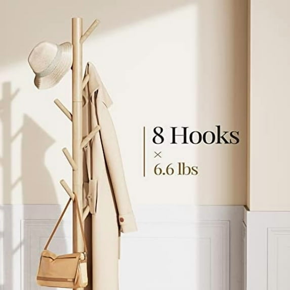 Coat Rack Sturdy Wooden Coat Rack Stand, Adjustable Coat Tree, Free ...